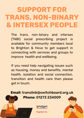 TNBI Social Prescribing Service – Brighton & Hove LGBT Switchboard